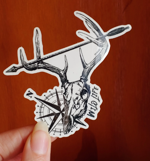 Whitetail Deer Skull with Compass Wildlife Sticker | PA Made Arts ...